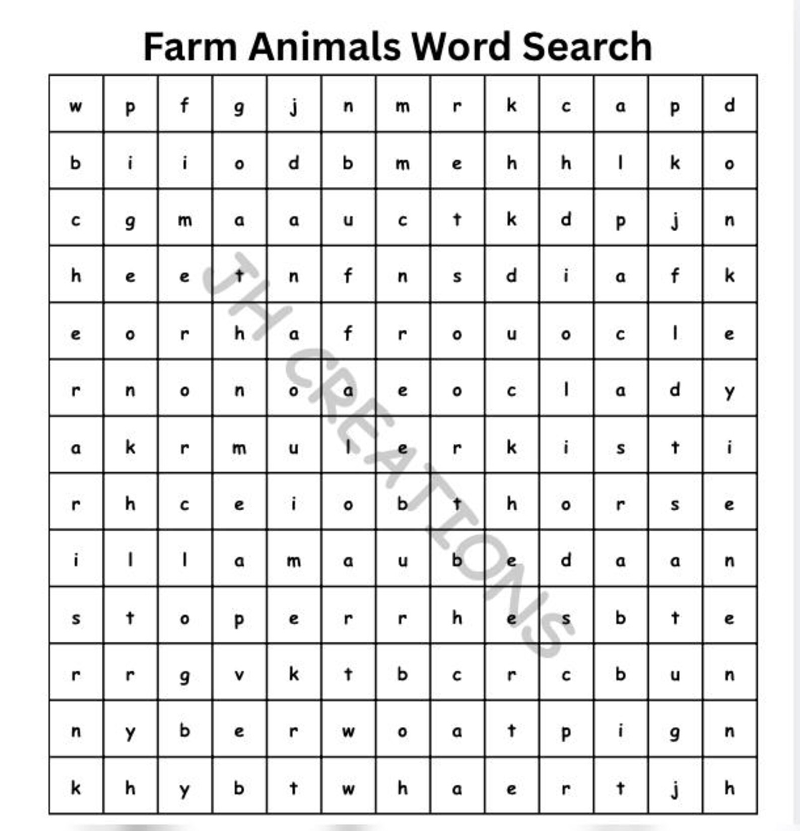 Farm Animals Word Search Printable – Educational Kids Puzzle (digital ...