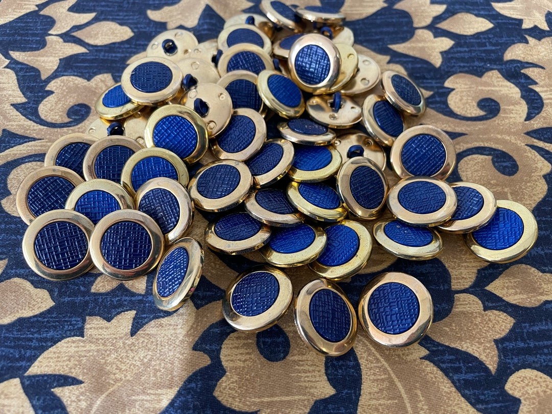 Vintage Blue and Gold Round Buttons Textured Centre Rounded - Etsy UK
