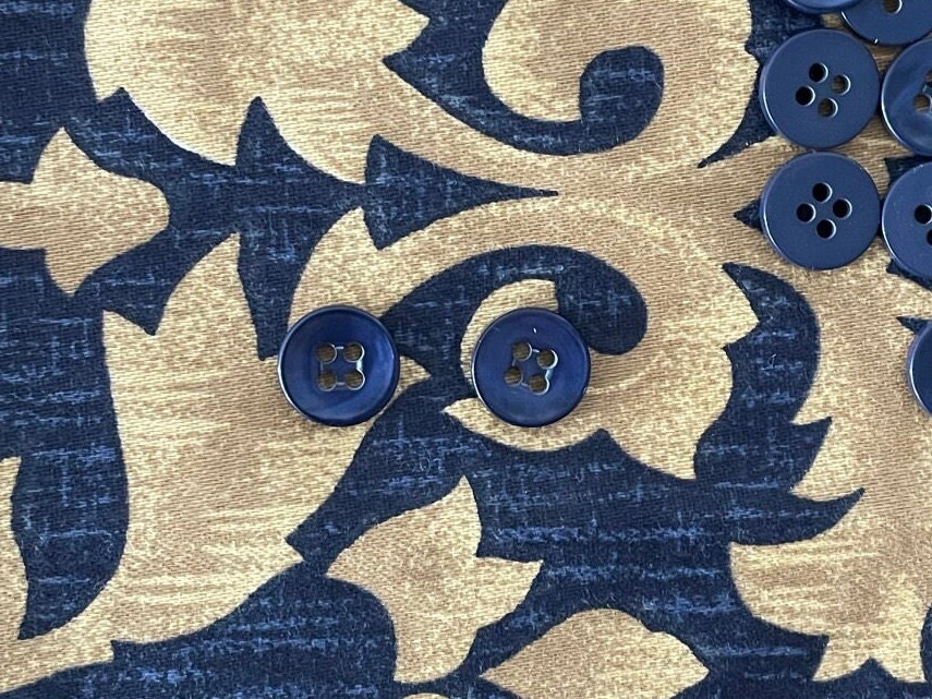 Vintage Dark Blue Buttons, Circular, Round, Four Holes, 4 Hole, Navy ...