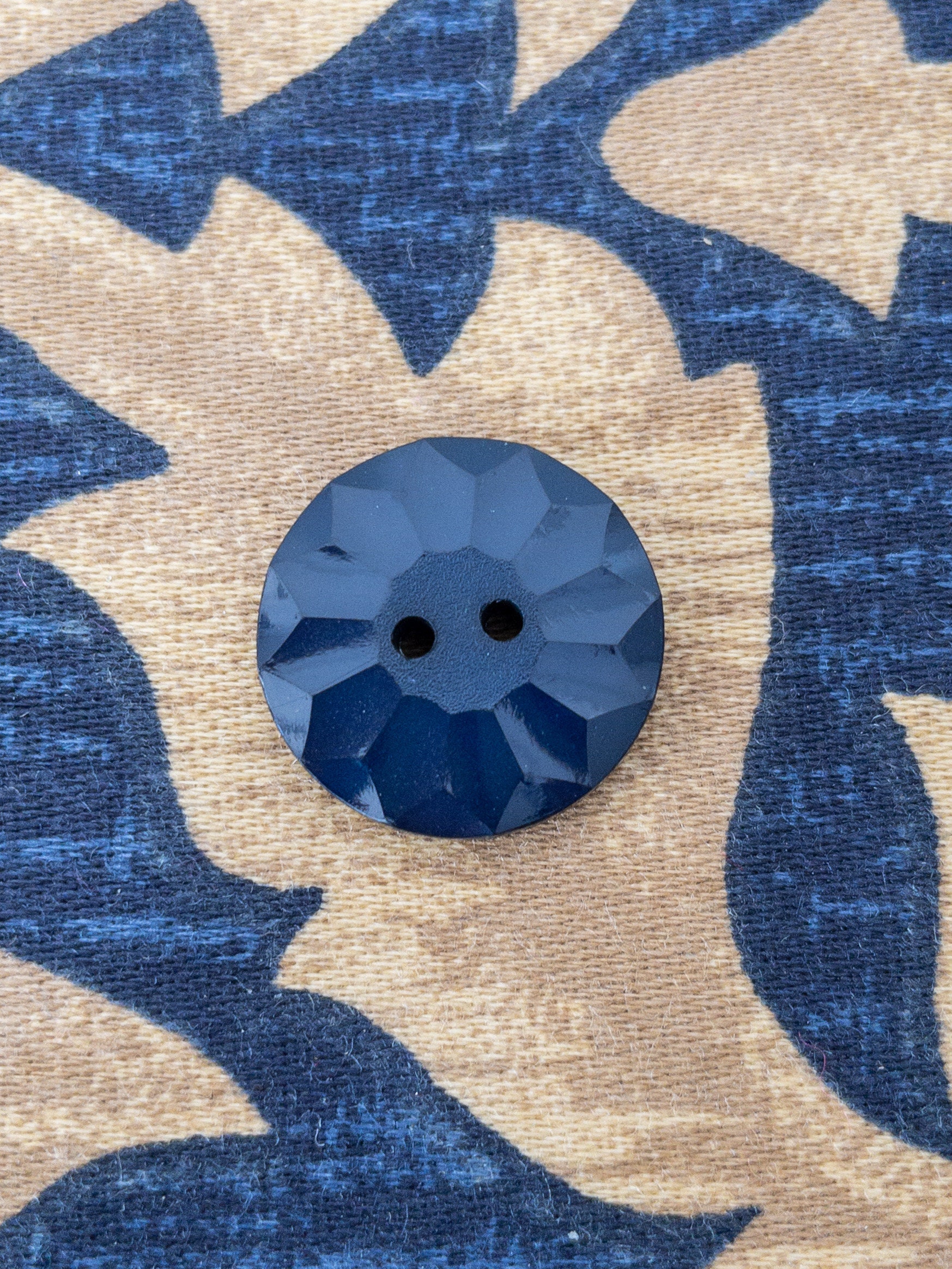 Vintage Navy Blue Buttons, Small Circular Buttons, Multifaceted Detail, 2cm Across, Two Holes ...
