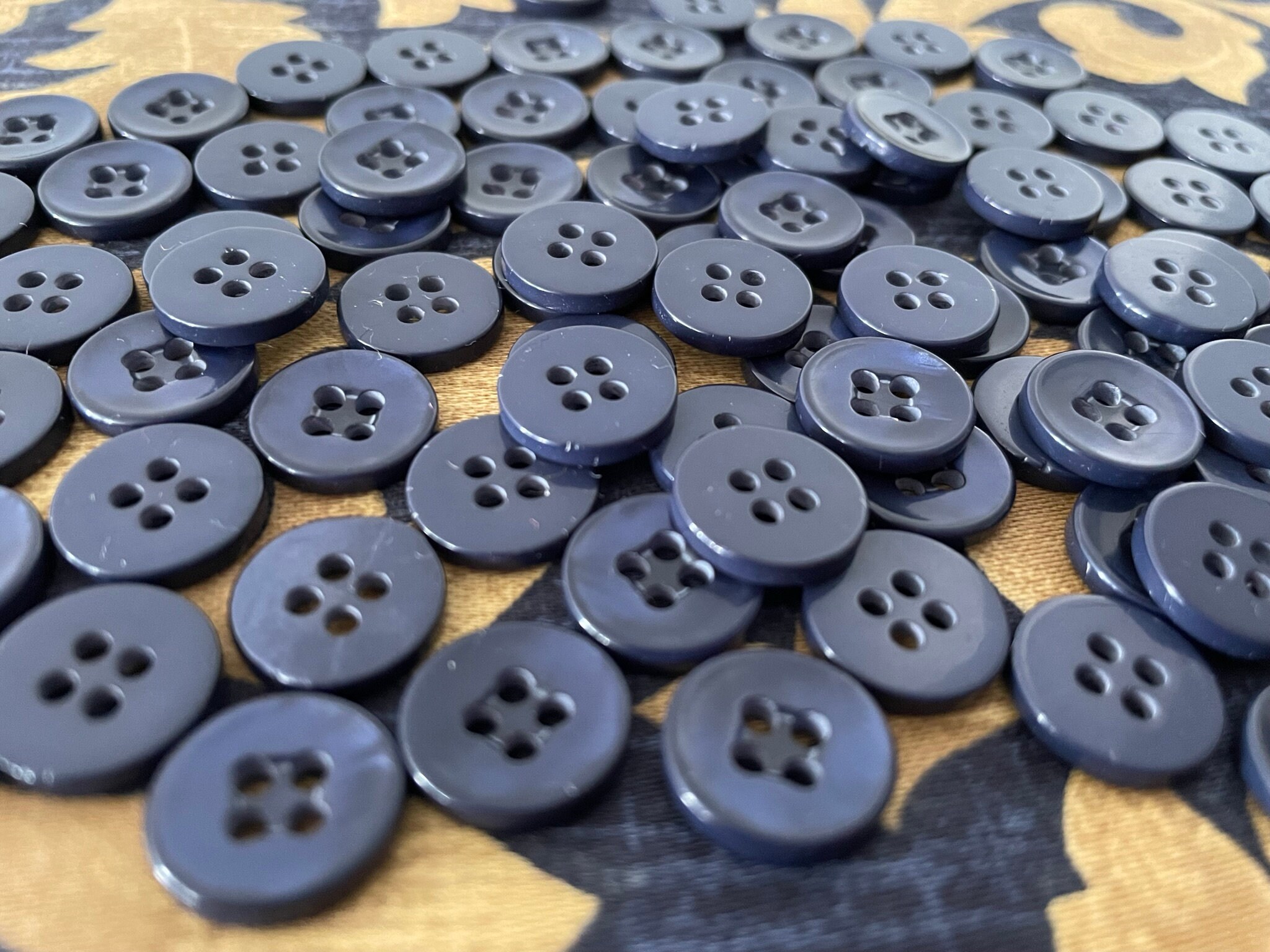 Vintage Dark Blue Buttons, Circular, Round, Four Holes, 4 Hole, Navy ...