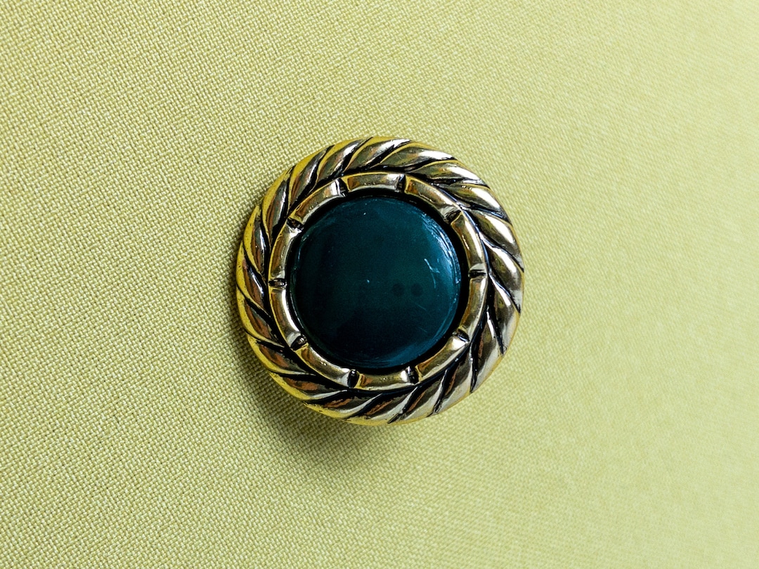 Vintage Navy Blue and Gold Buttons, Round Buttons, Circular, Braided ...