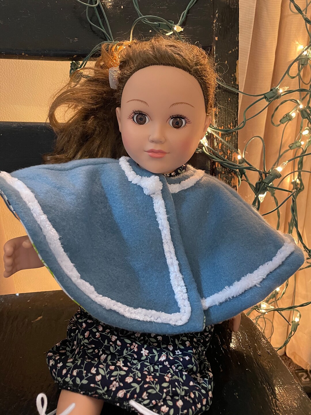 Doll Cape Fit 18 Dolls Blue And White With Penguin Print Etsy