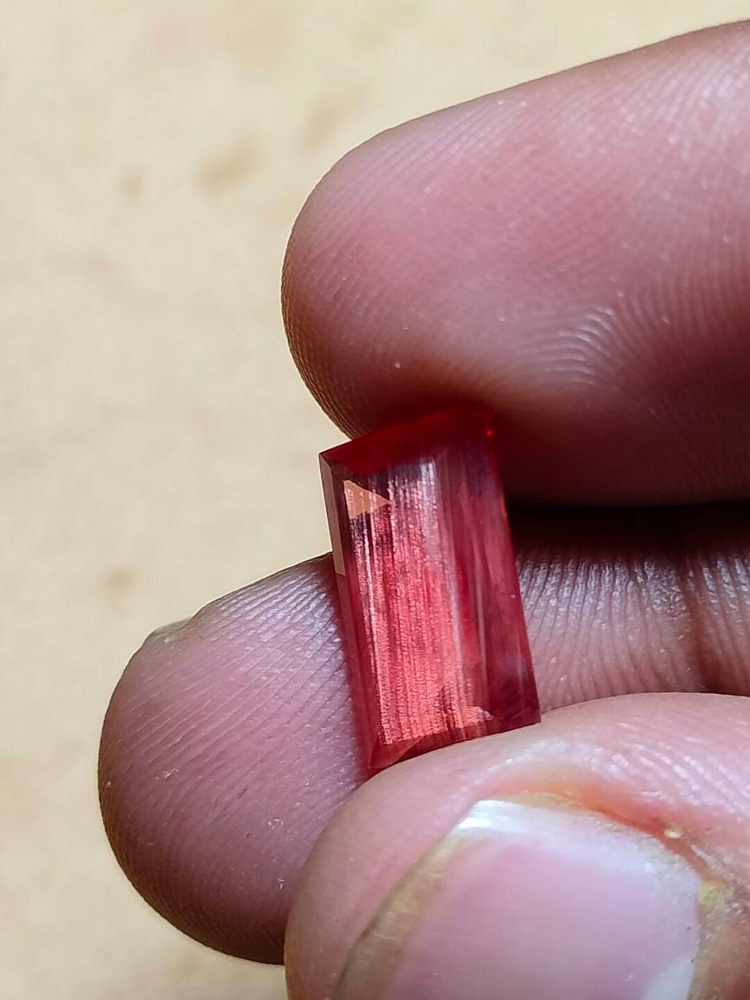 Premium Quality Red Andesine Labradorite Faceted Baguette Gemstone for ...