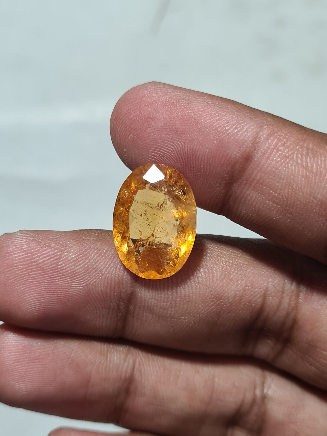 Natural Brazil Imperial Topaz Gemstone Faceted Oval Shape Yellow ...