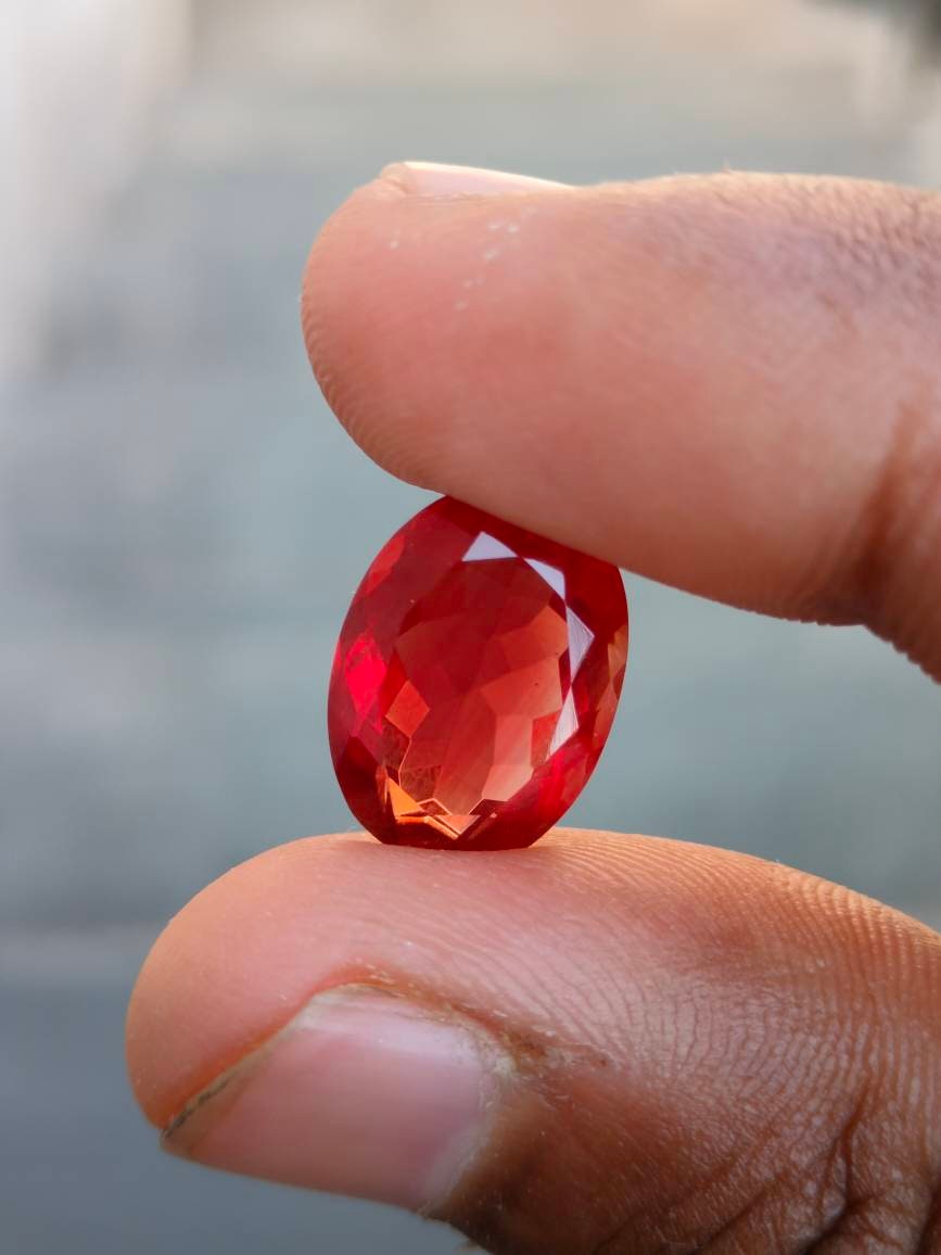 Glaring Natural Red Andesine Labradorite Faceted Oval Gemstone ...