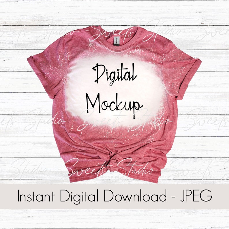 Bleached T Shirt Mockup Gildan Softstyle Heather Cardinal Red Adult