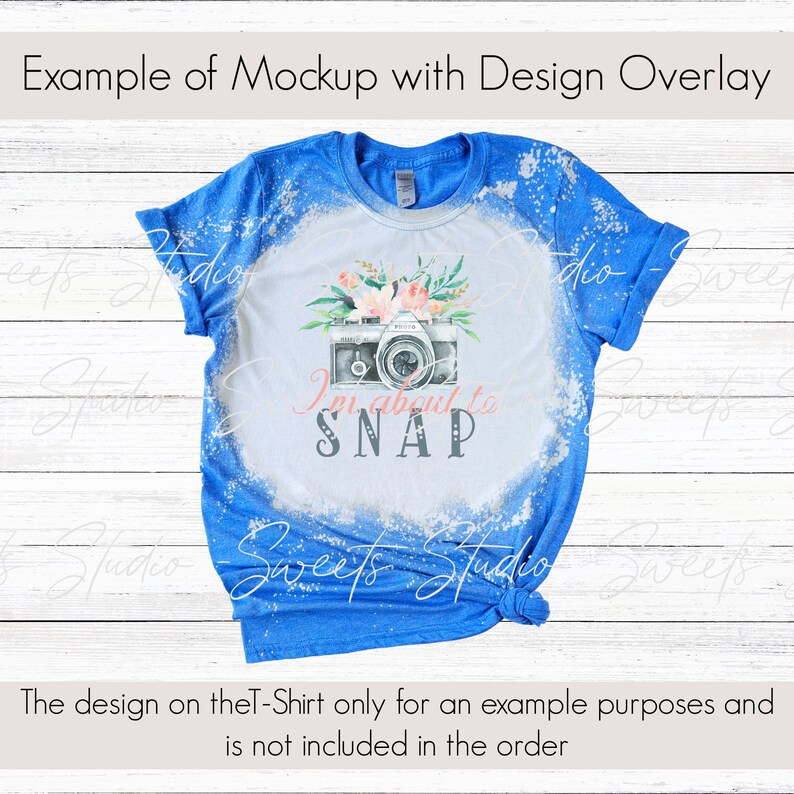 Bleached T Shirt Mockup Gildan Softstyle Heather Royal Blue Adult