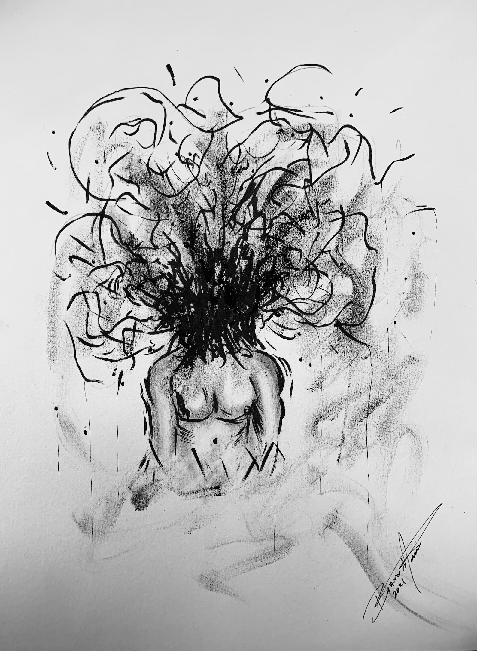 MENTAL HEALTH ART Depression Print Sad Human Struggle Out of | Etsy