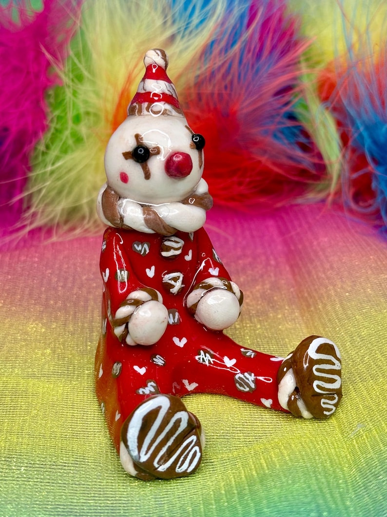 Truffle the Chocolate Clown Desk Buddy, One of a Kind Polymer Clay ...