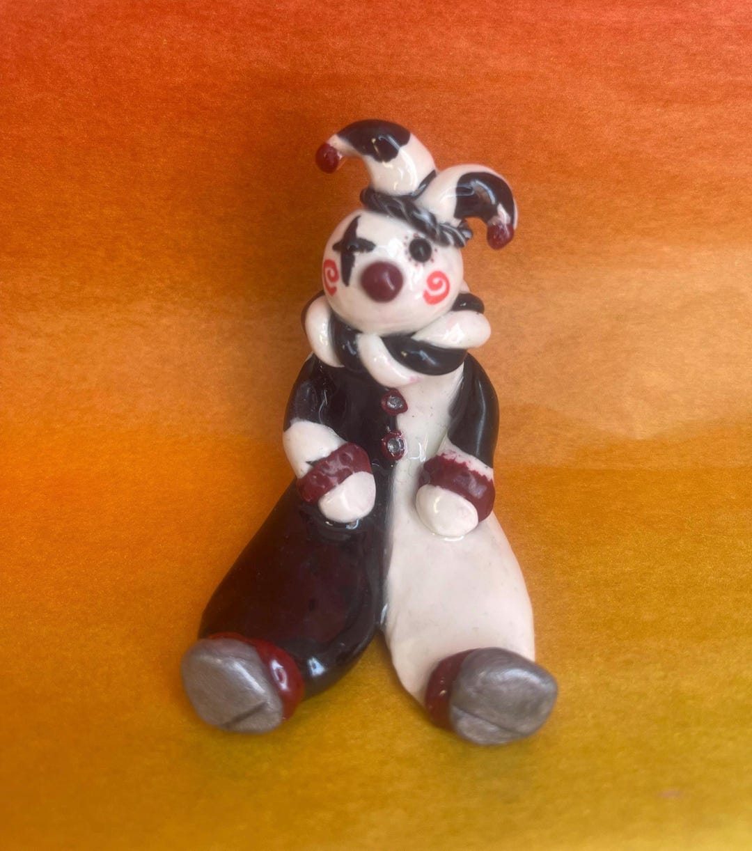 Jinx the Jester Desk Buddy, One of a Kind Polymer Clay Figurine - Etsy