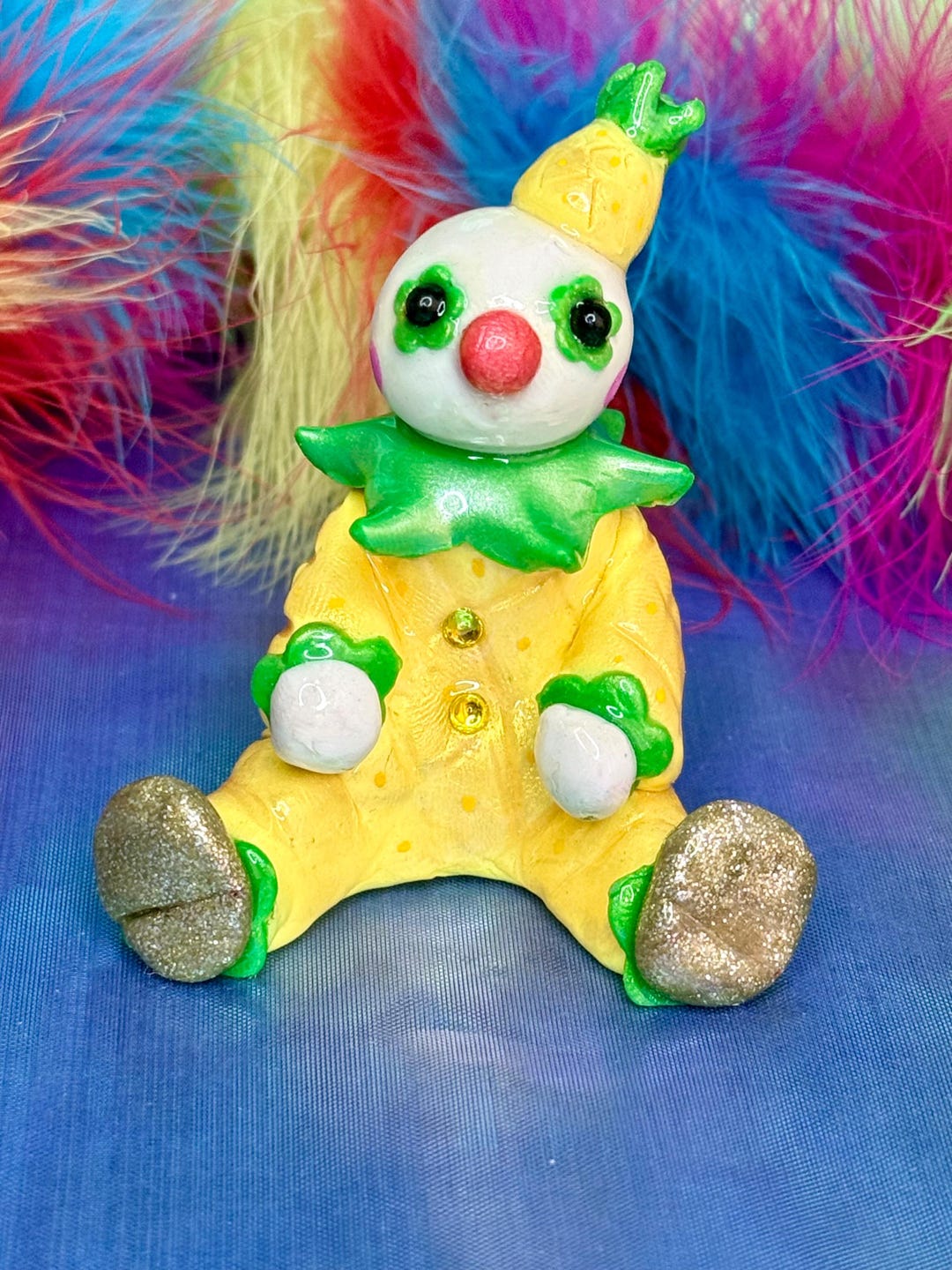 Dole the Pineapple Clown Desk Buddy, One of a Kind Polymer Clay ...