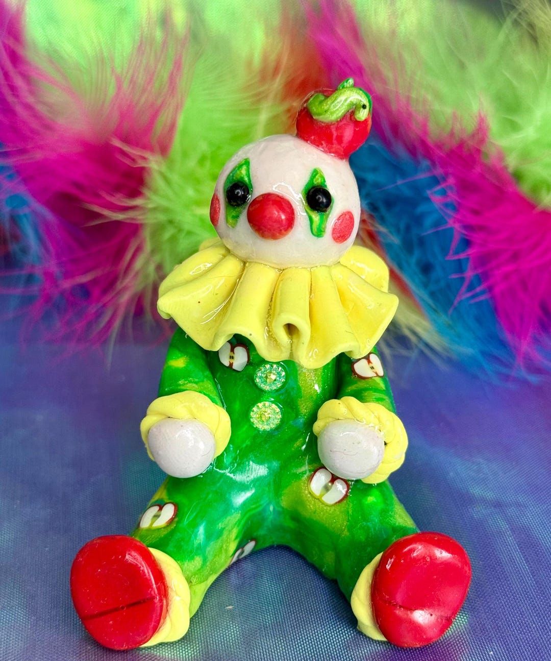 Macintosh the Apple Clown Desk Buddy, One of a Kind Polymer Clay ...
