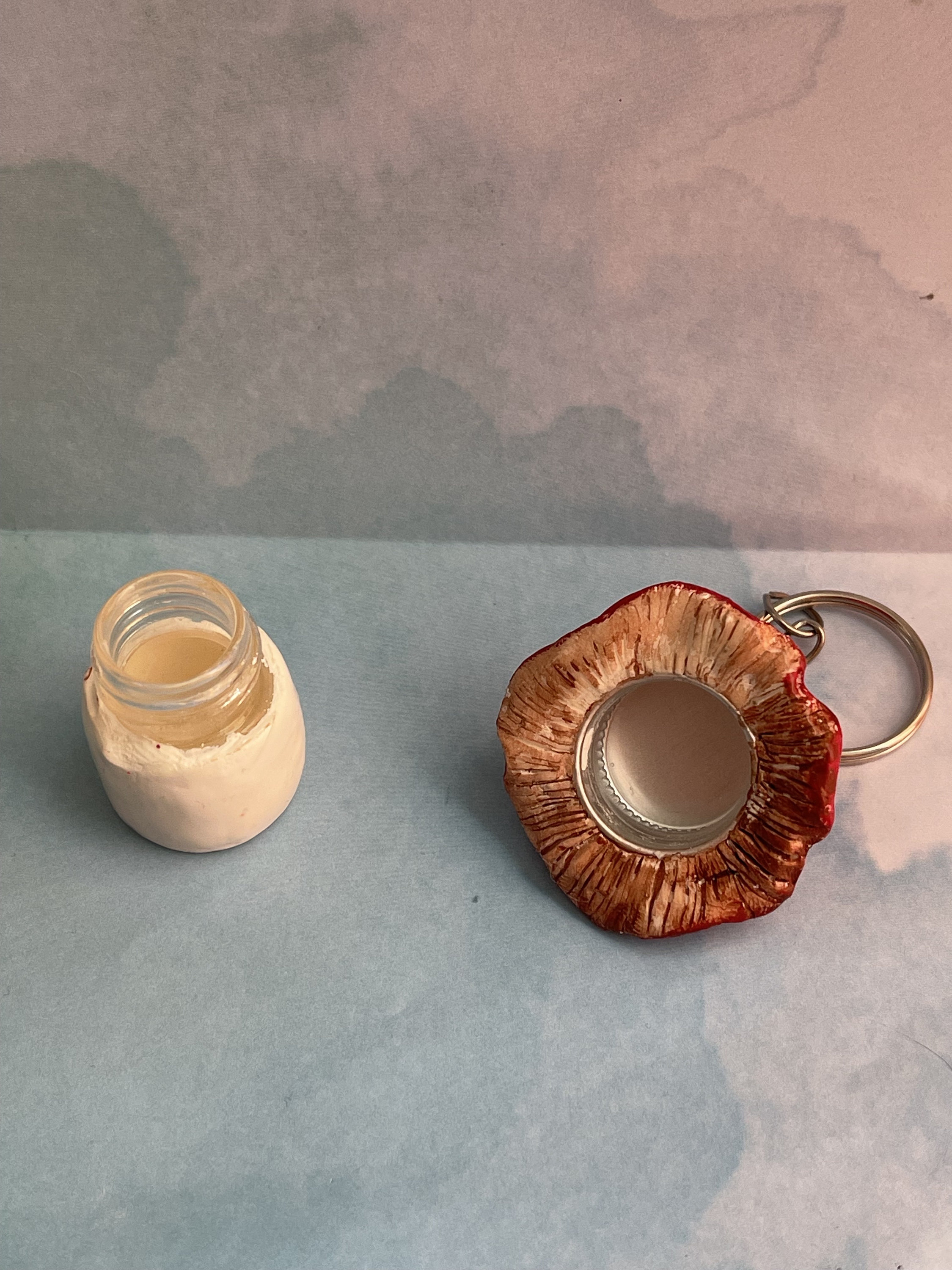 Spotted Mushroom Polymer Clay Stash Jar Keychain - Etsy