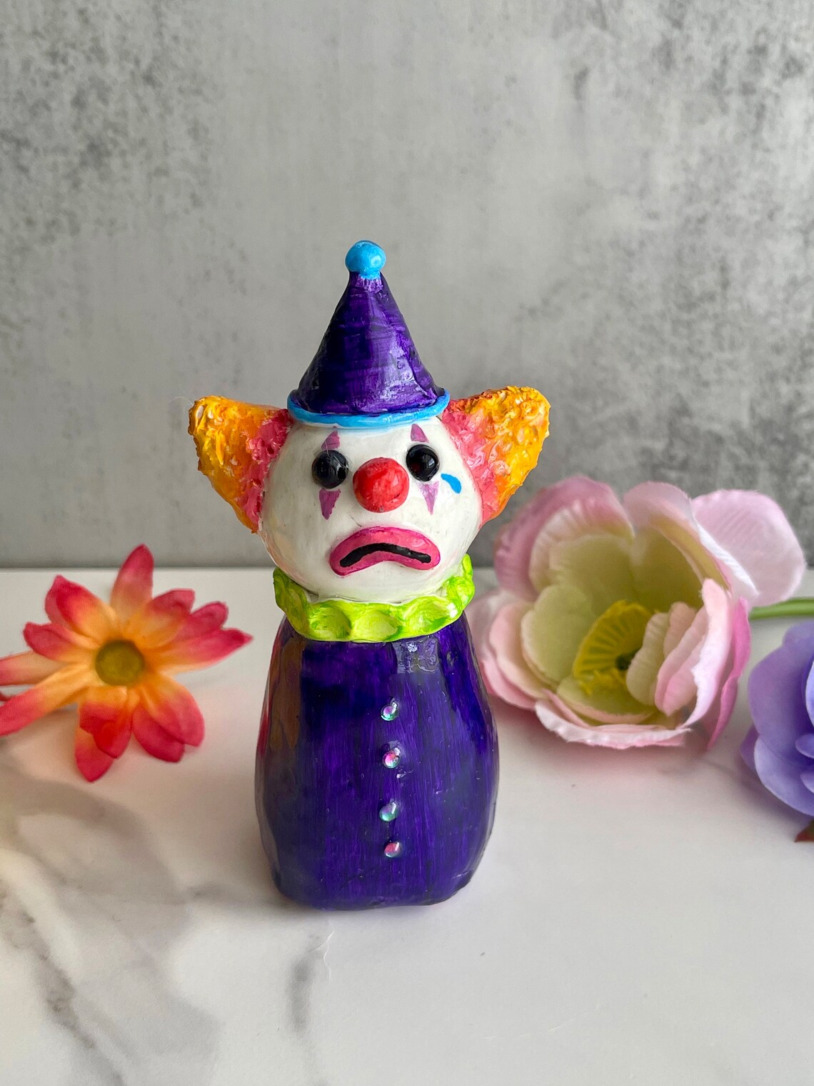 Sad Clown Polymer Clay Desk Buddy - Etsy