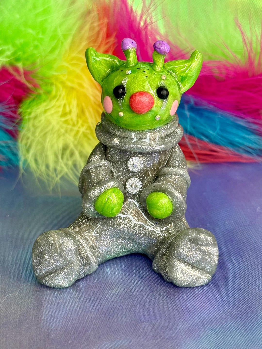 Glorp the Alien Clown Desk Buddy, One of a Kind Polymer Clay Figurine ...