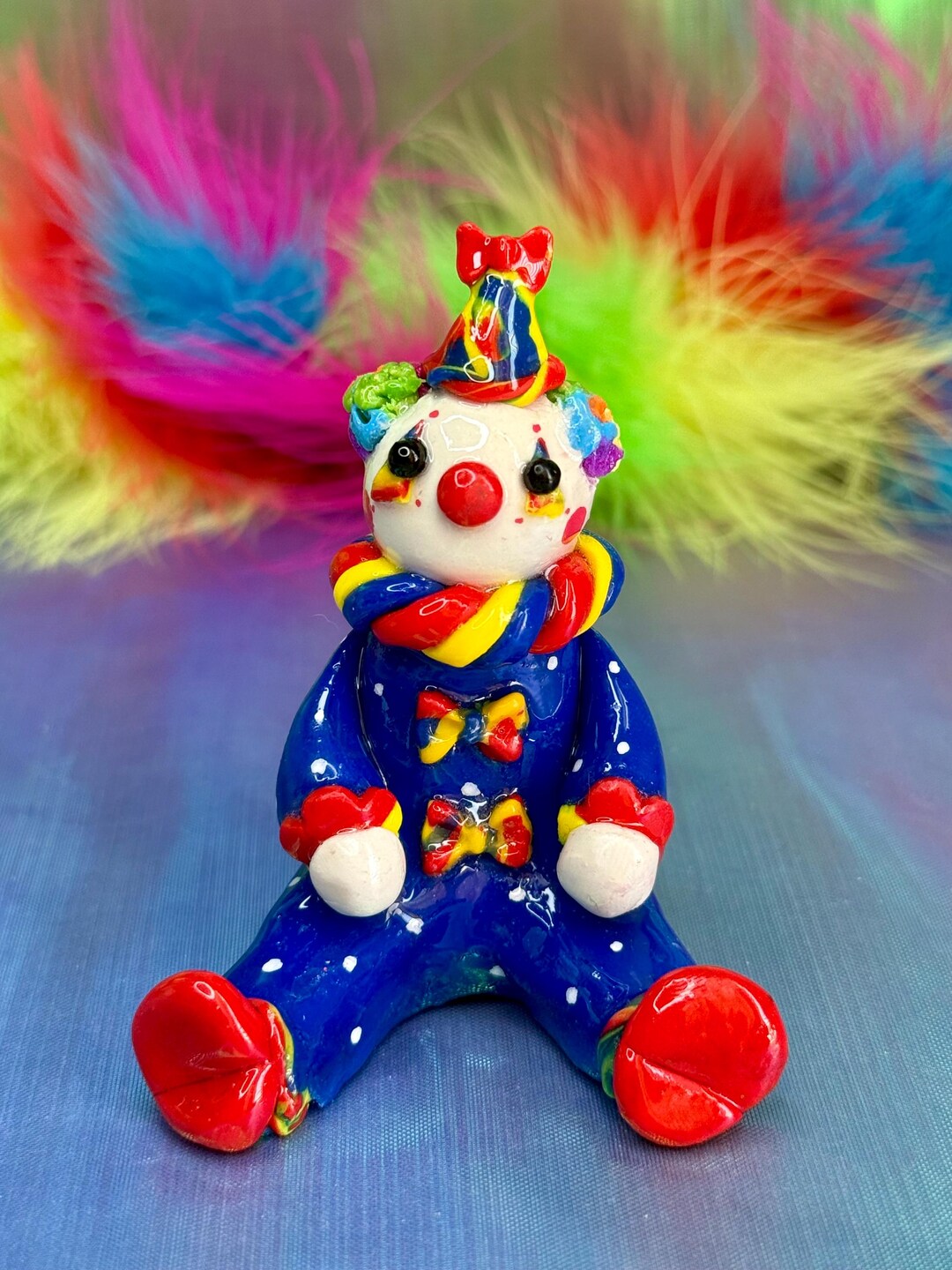 Bowzo the Clown Desk Buddy, One of a Kind Polymer Clay Figurine - Etsy