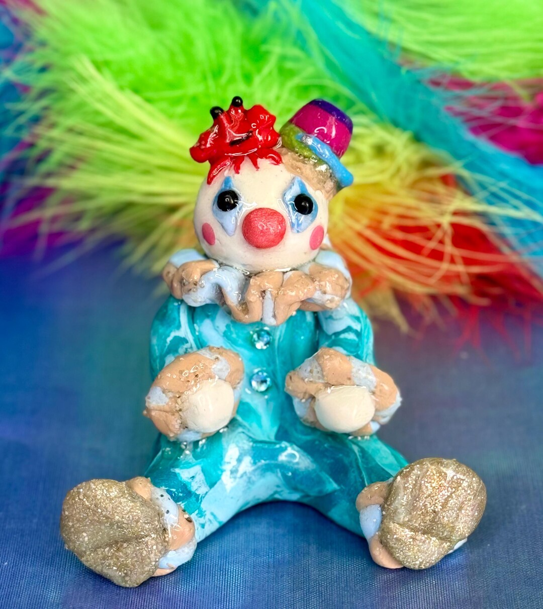 Seabreeze the Beach-inspired Clown Desk Buddy, One of a Kind Polymer ...