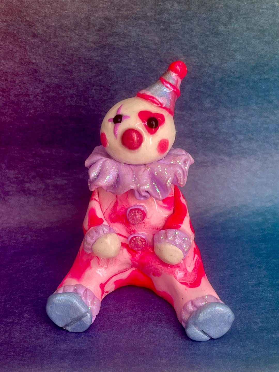 Sparkles the Clown Desk Buddy, One of a Kind Polymer Clay Figurine - Etsy