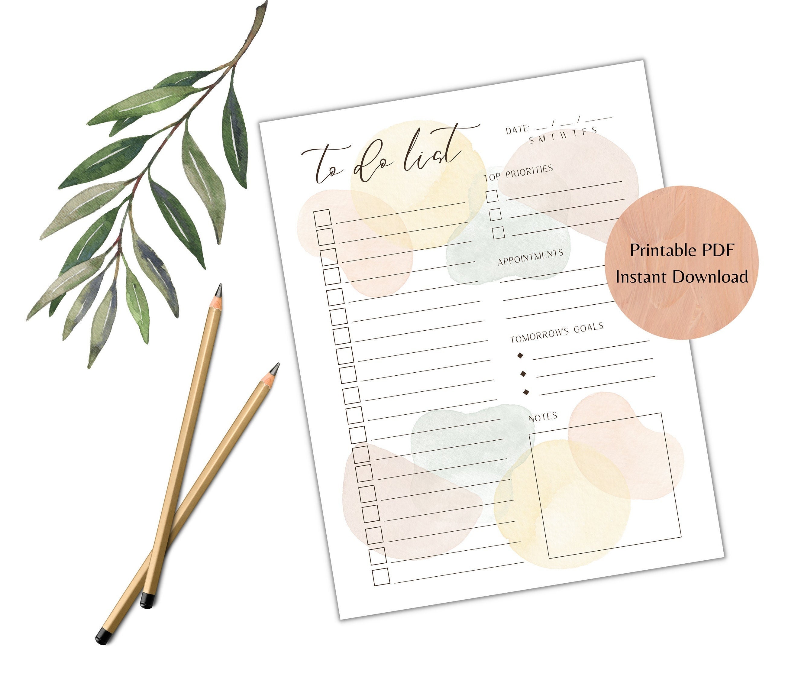 To Do List Printable Modern Minimalist Daily Checklist - Etsy