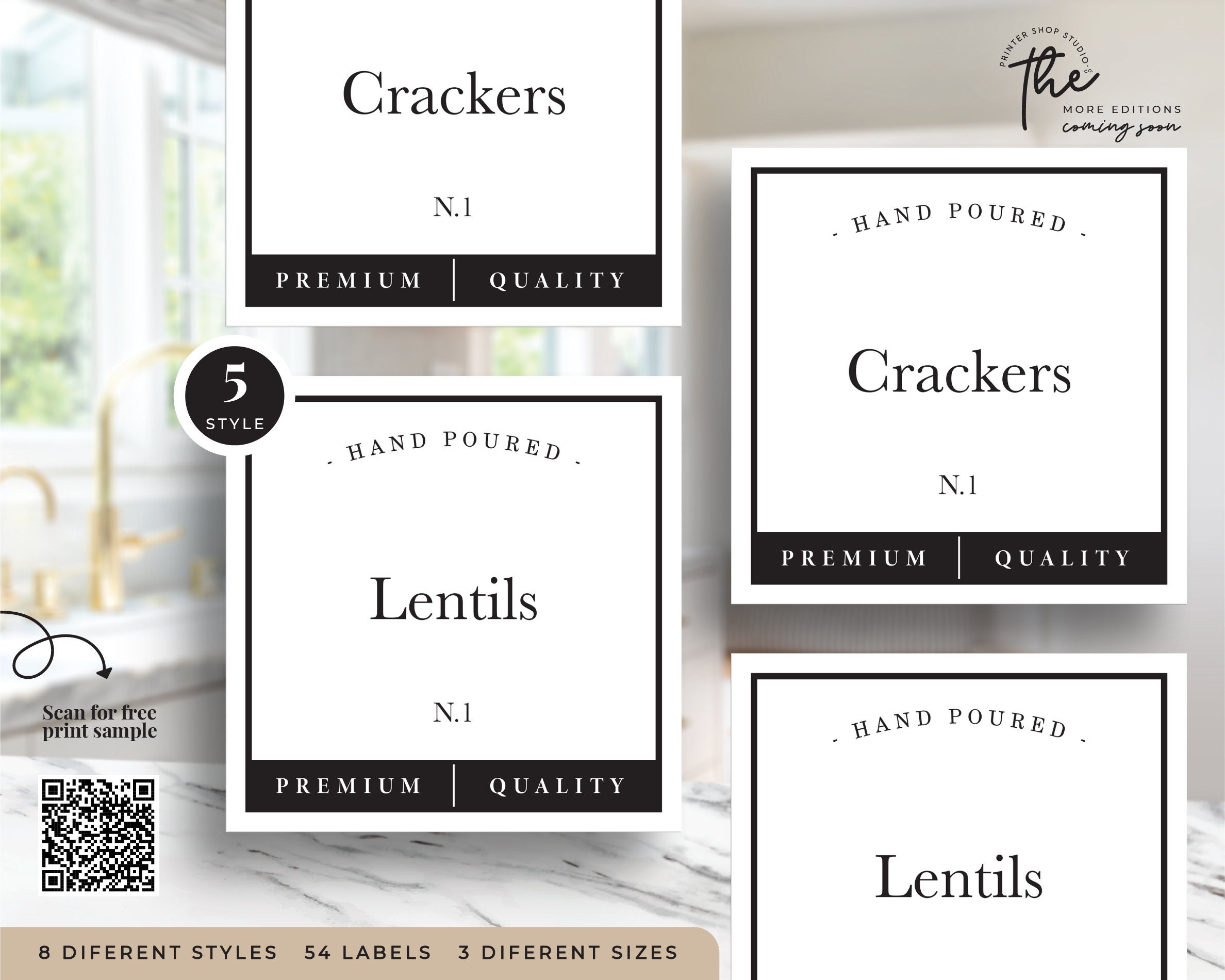Pantry Labels Printable Templates INSTANT DOWNLOAD Set of 54 Letter ...