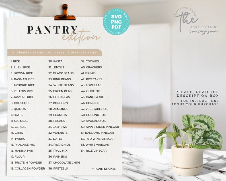 Pantry Labels Printable Templates | INSTANT DOWNLOAD | Set of 54 ...