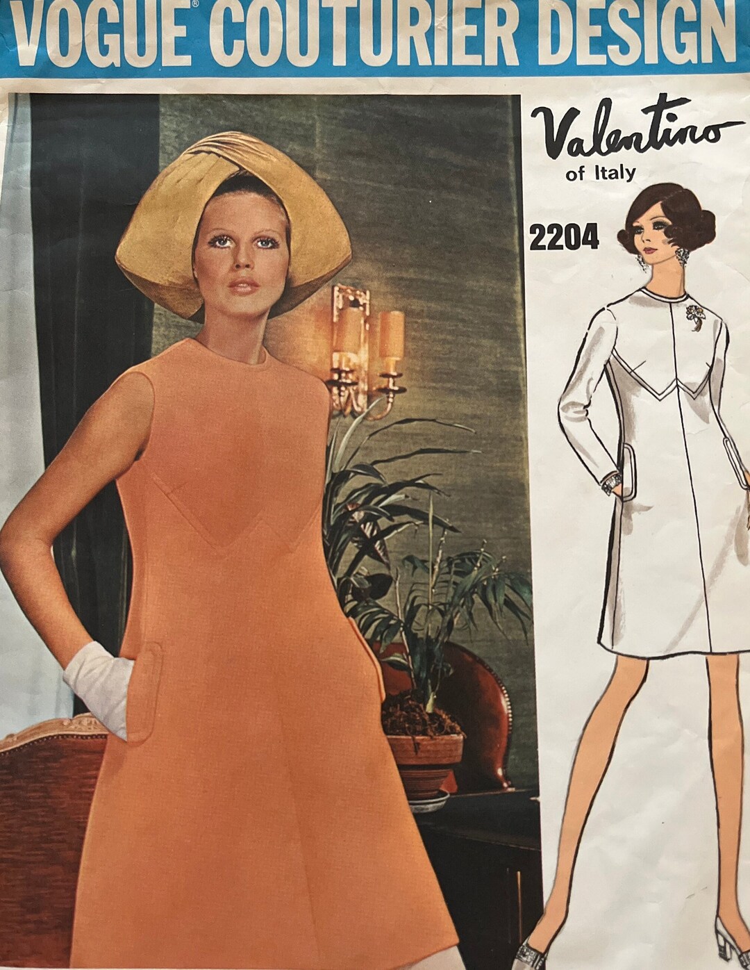 1960s Vogue Couturier Design 2204. Circa 1969. Valentino of Italy. Size ...
