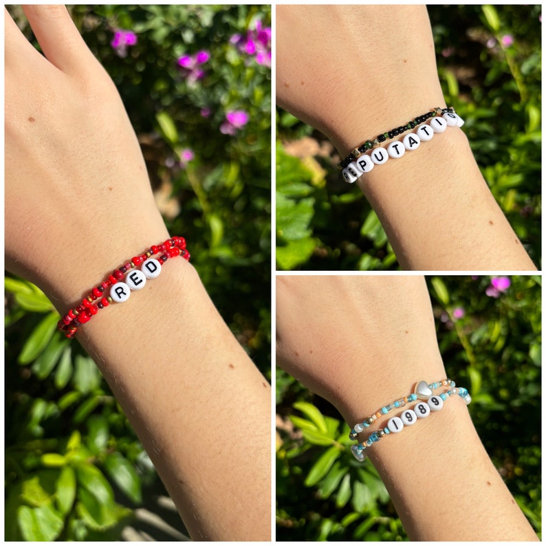 Taylor Swift Album Bead Bracelets Beaded Name Letter Word Bracelet ...