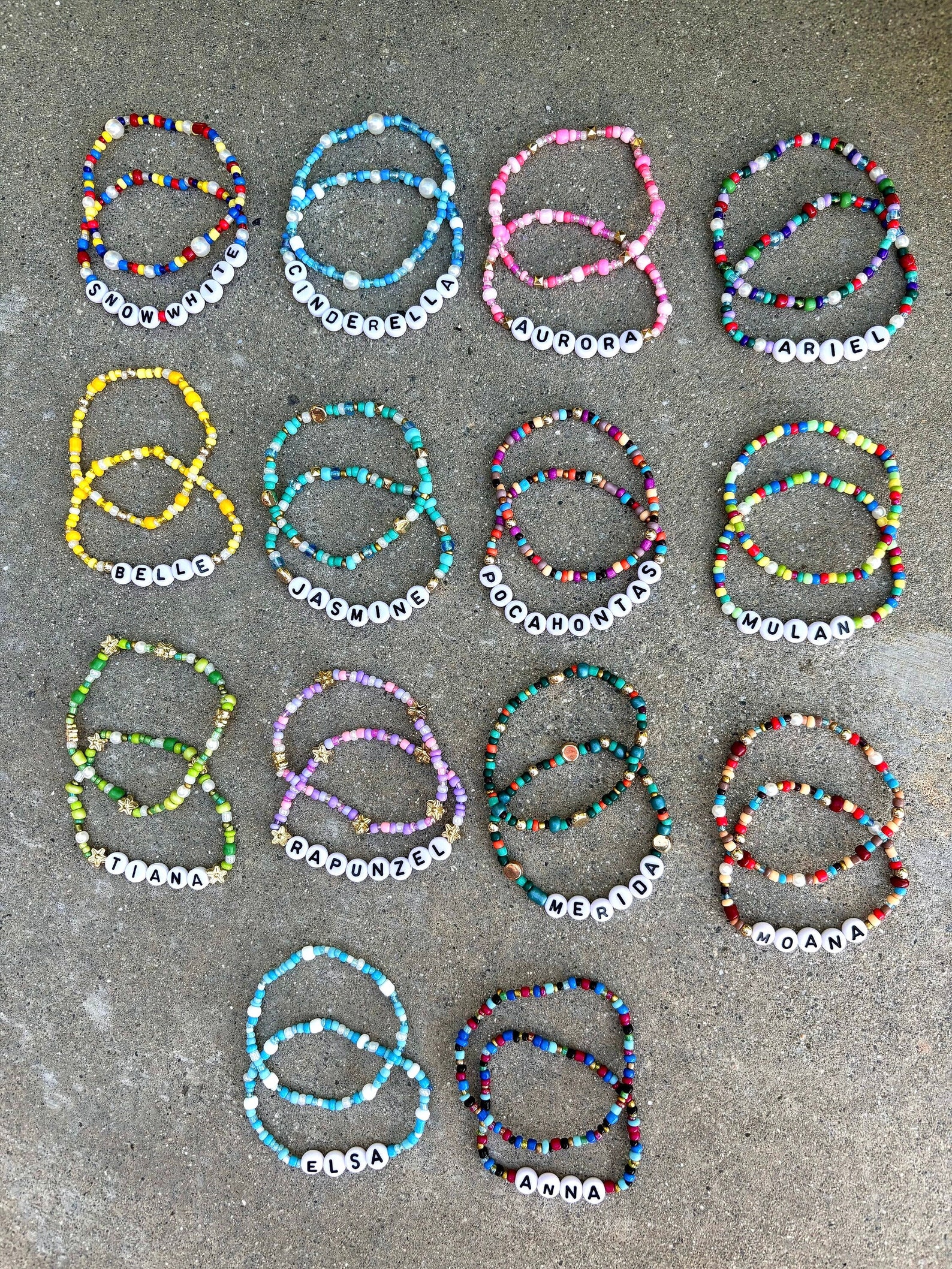 Princess Inspired Bead Bracelets Beaded Name Letter Word Bracelet ...