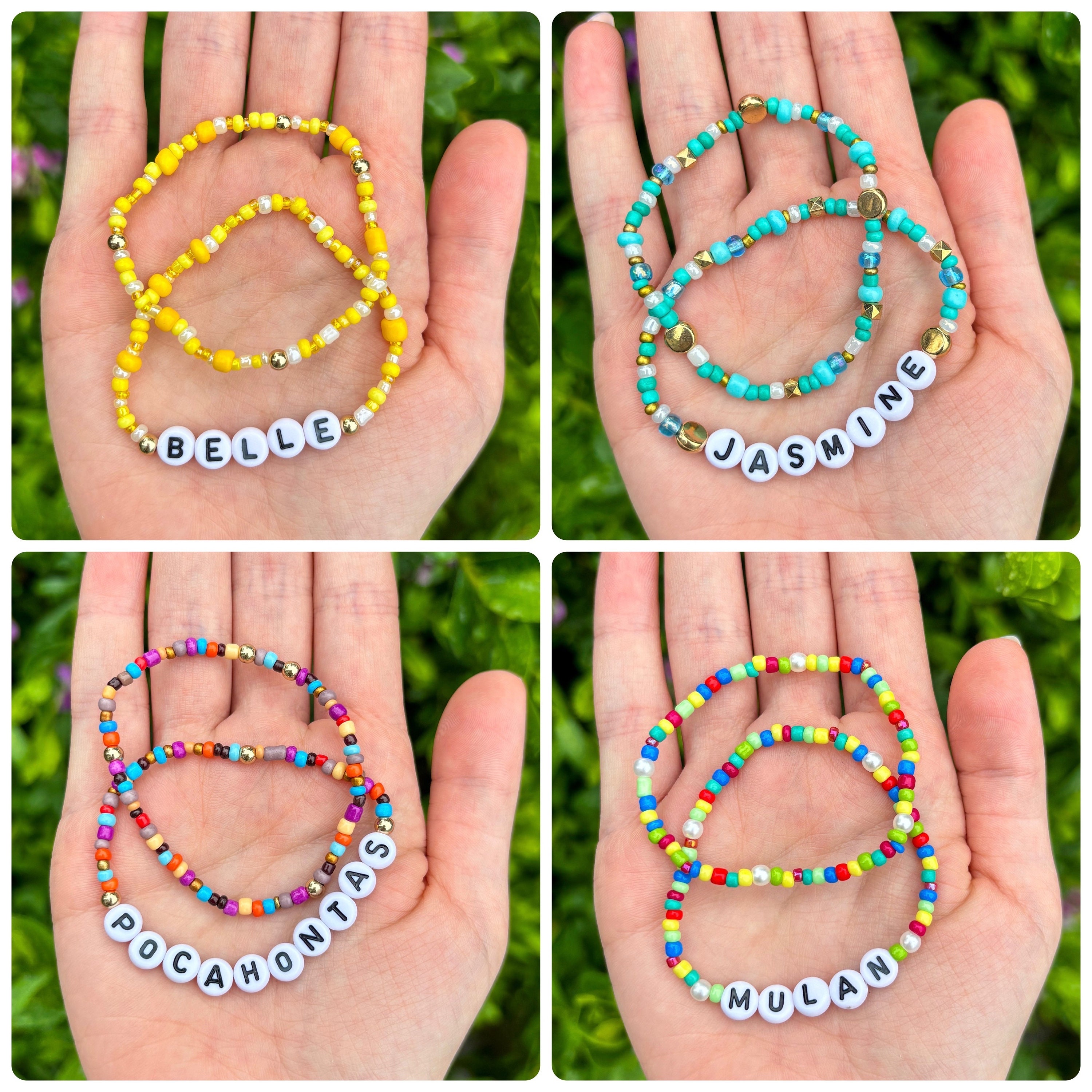 Princess Inspired Bead Bracelets Beaded Name Letter Word Bracelet ...
