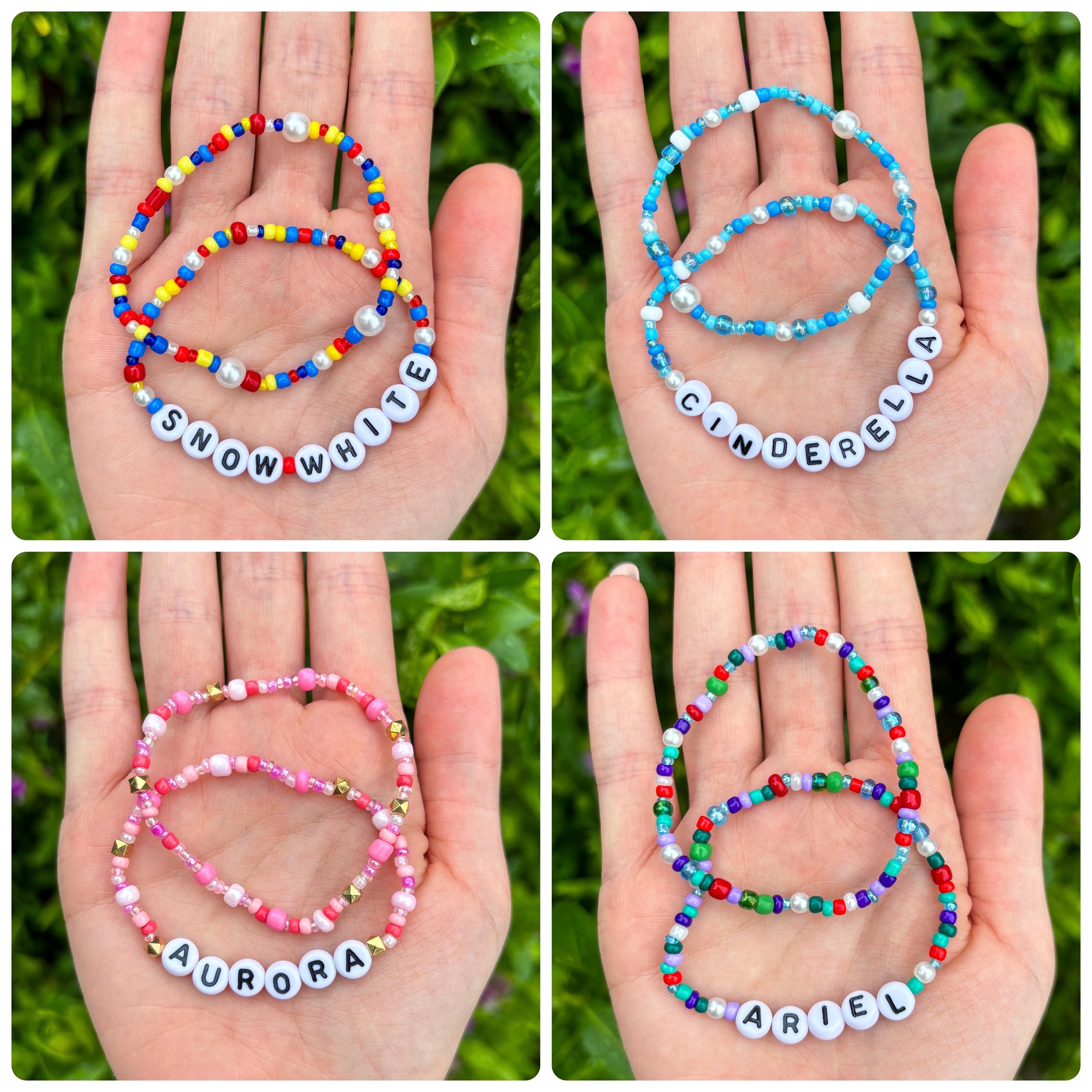 Princess Inspired Bead Bracelets Beaded Name Letter Word Bracelet ...