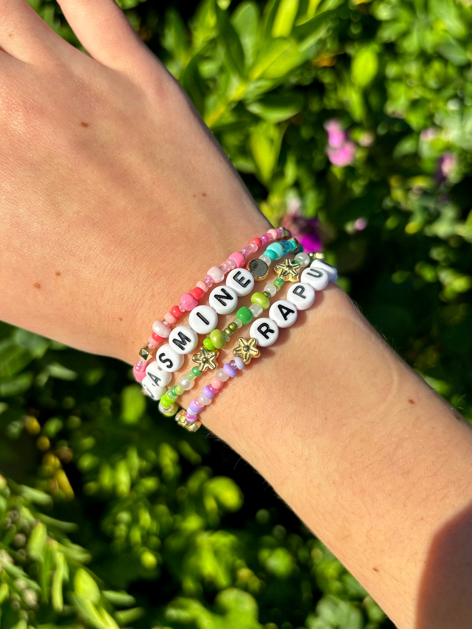 Princess Inspired Bead Bracelets Beaded Name Letter Word Bracelet ...