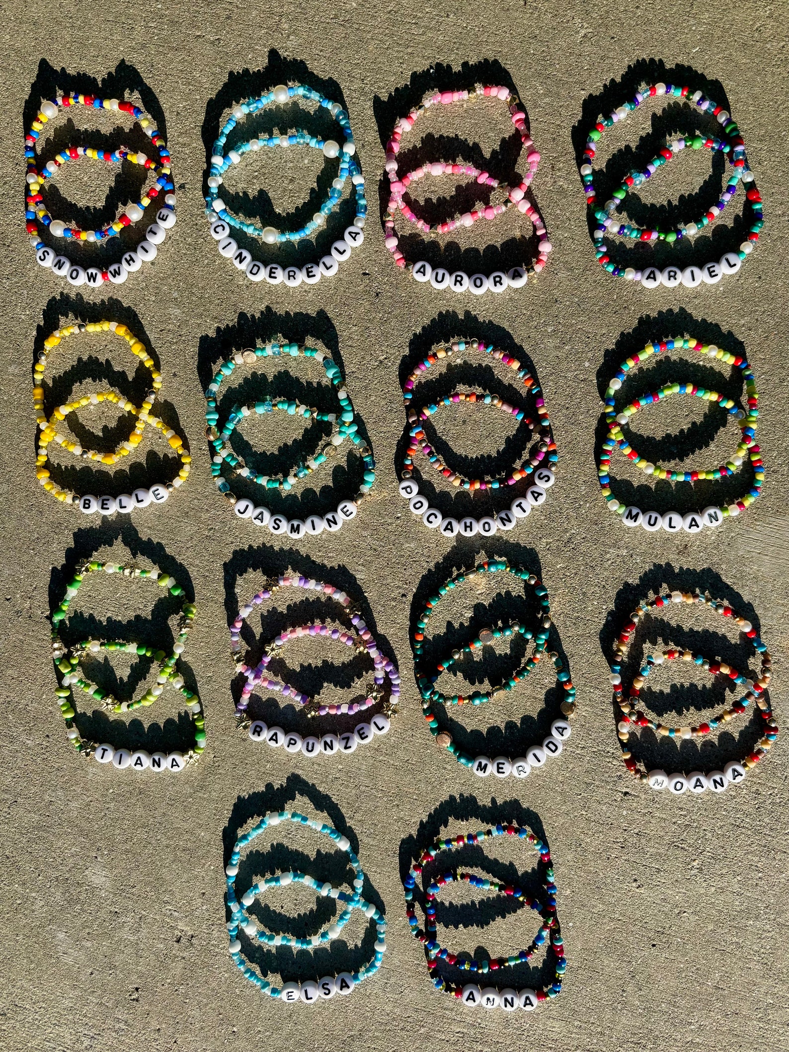 Princess Inspired Bead Bracelets Beaded Name Letter Word Bracelet ...