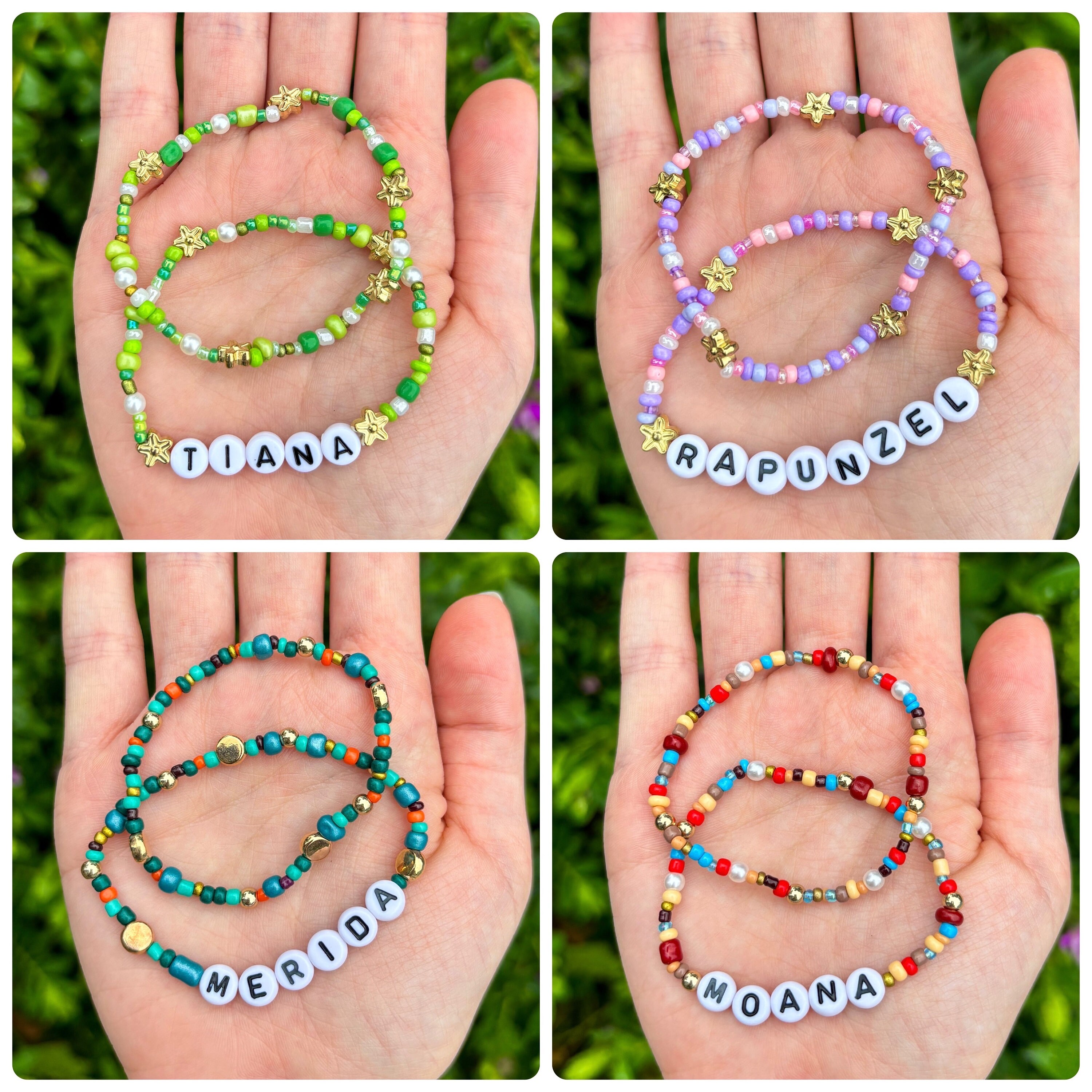 Princess Inspired Bead Bracelets Beaded Name Letter Word Bracelet ...