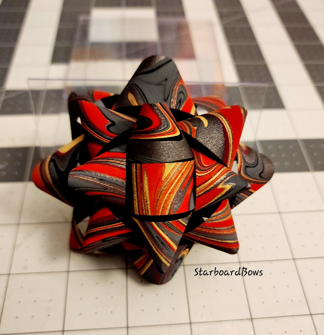 Gift Bow - Red, Black and Gold Brazilian Marbled Paper Gift Bow - Etsy