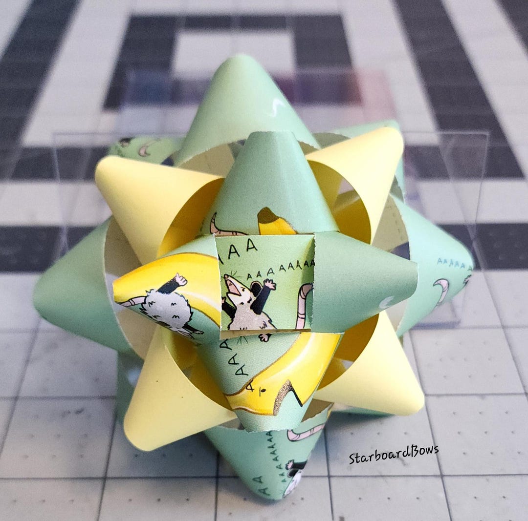 Gift Bow - Yellow and Green Banana Possum Print Paper Gift Bow - Etsy