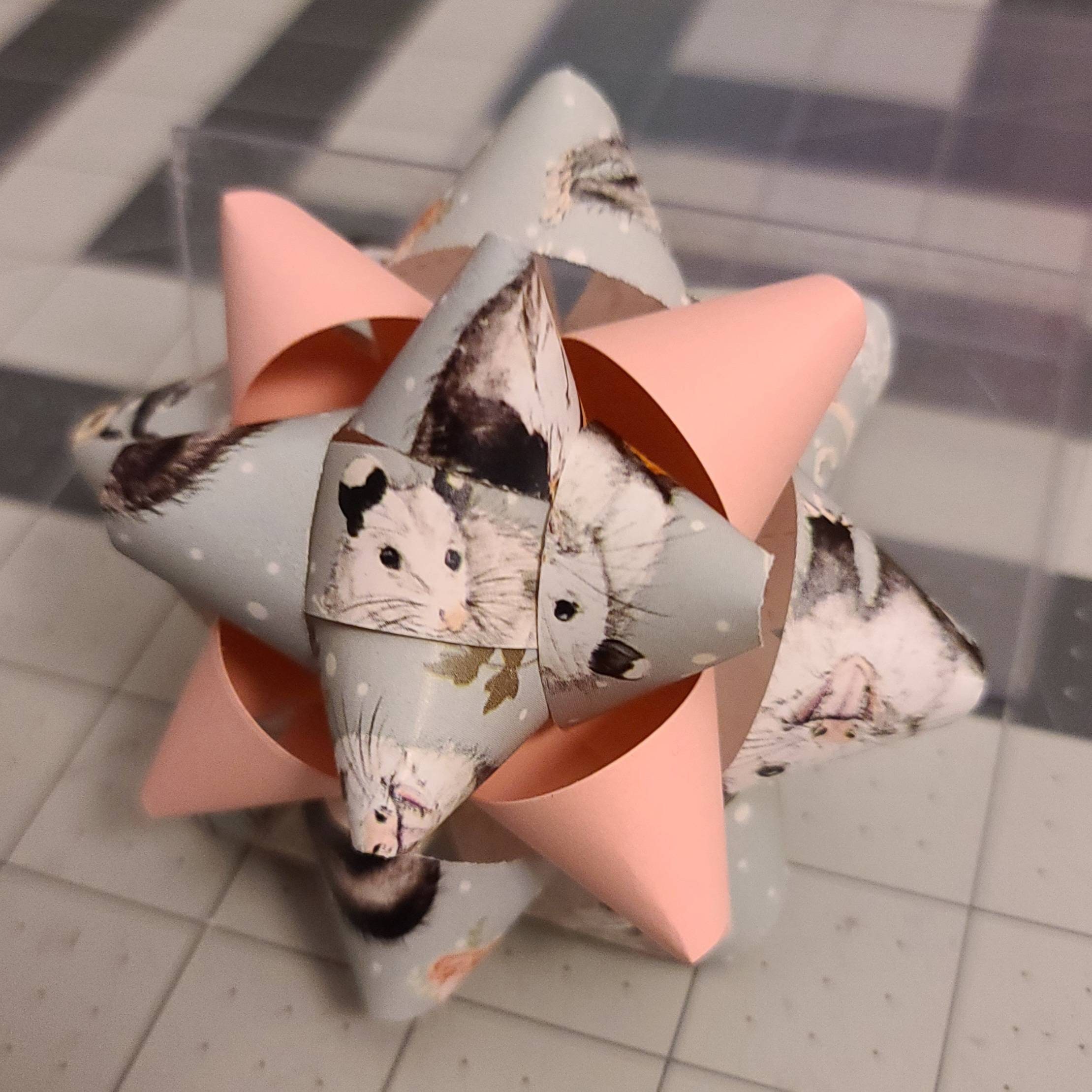 Gift Bow - Pink and Blue Possum Print Paper Gift Bow - Etsy