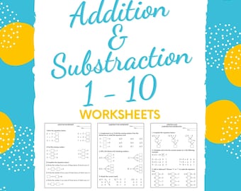 10 Printable Addition Worksheets. Numbers 1-10. Pre-school - Etsy