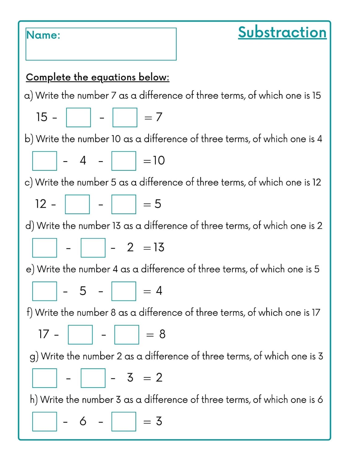 Addition and Subtraction Worksheets Printable 1st Grade Kindergarten ...
