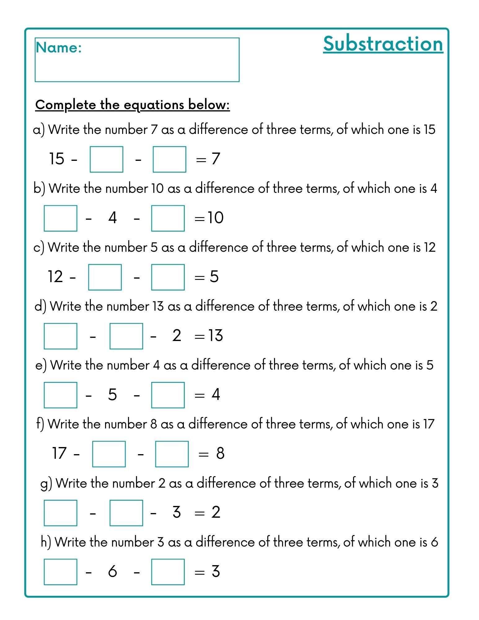 Addition and Subtraction Worksheets Printable 1st Grade Kindergarten ...