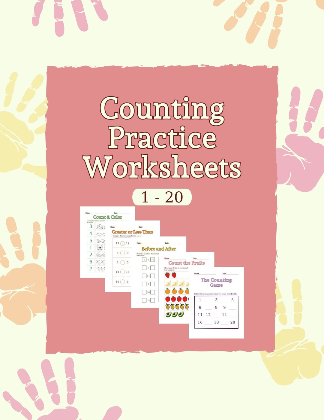 Counting Practice Worksheets| Counting Game, Count and Color, Compare ...
