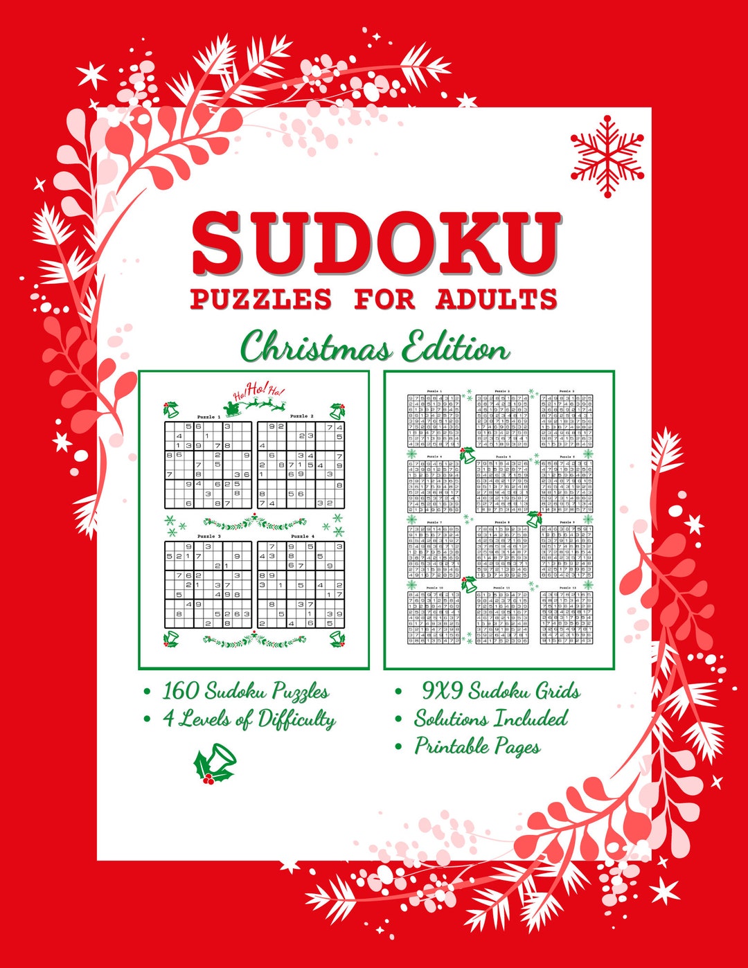Sudoku Puzzles for Adults | 160 Printable Puzzle Activity Easy to Very ...