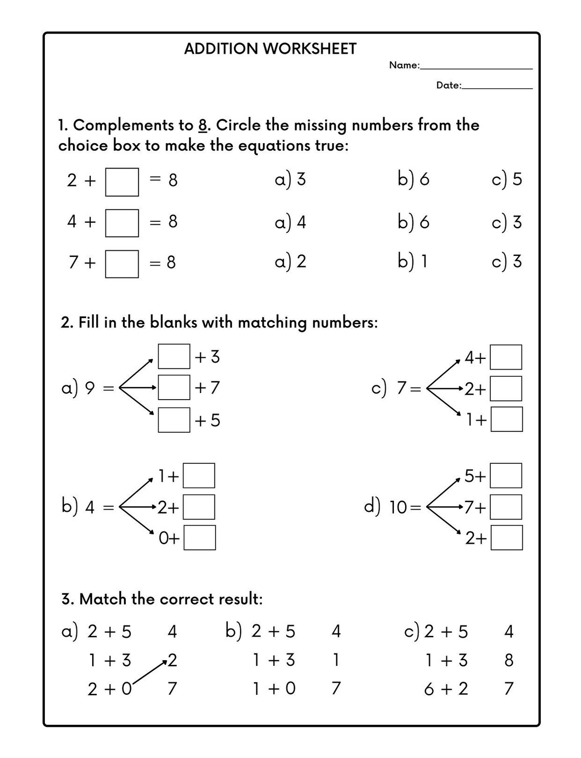 Addition and Subtraction Practice for Kindergarten, 1st Grade ...