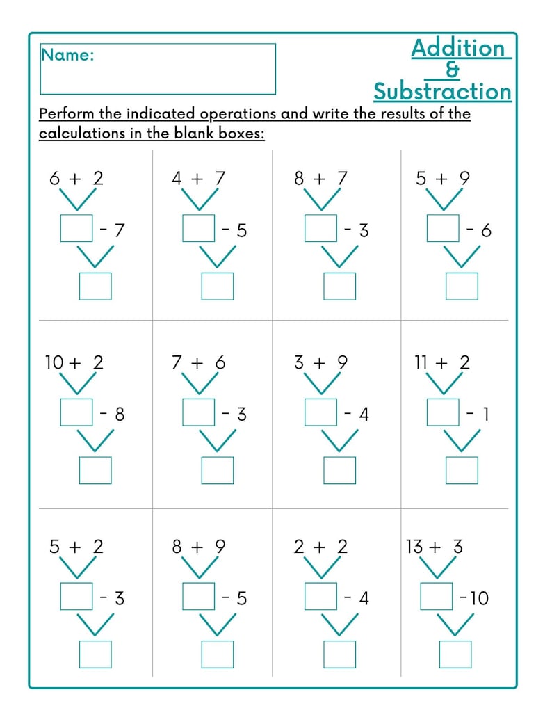 Addition and Subtraction Worksheets Printable 1st Grade Kindergarten ...