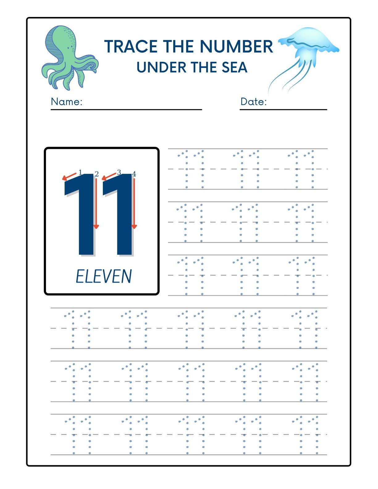 Trace the Numbers 11 to 20 Kids Printable Worksheets - Etsy