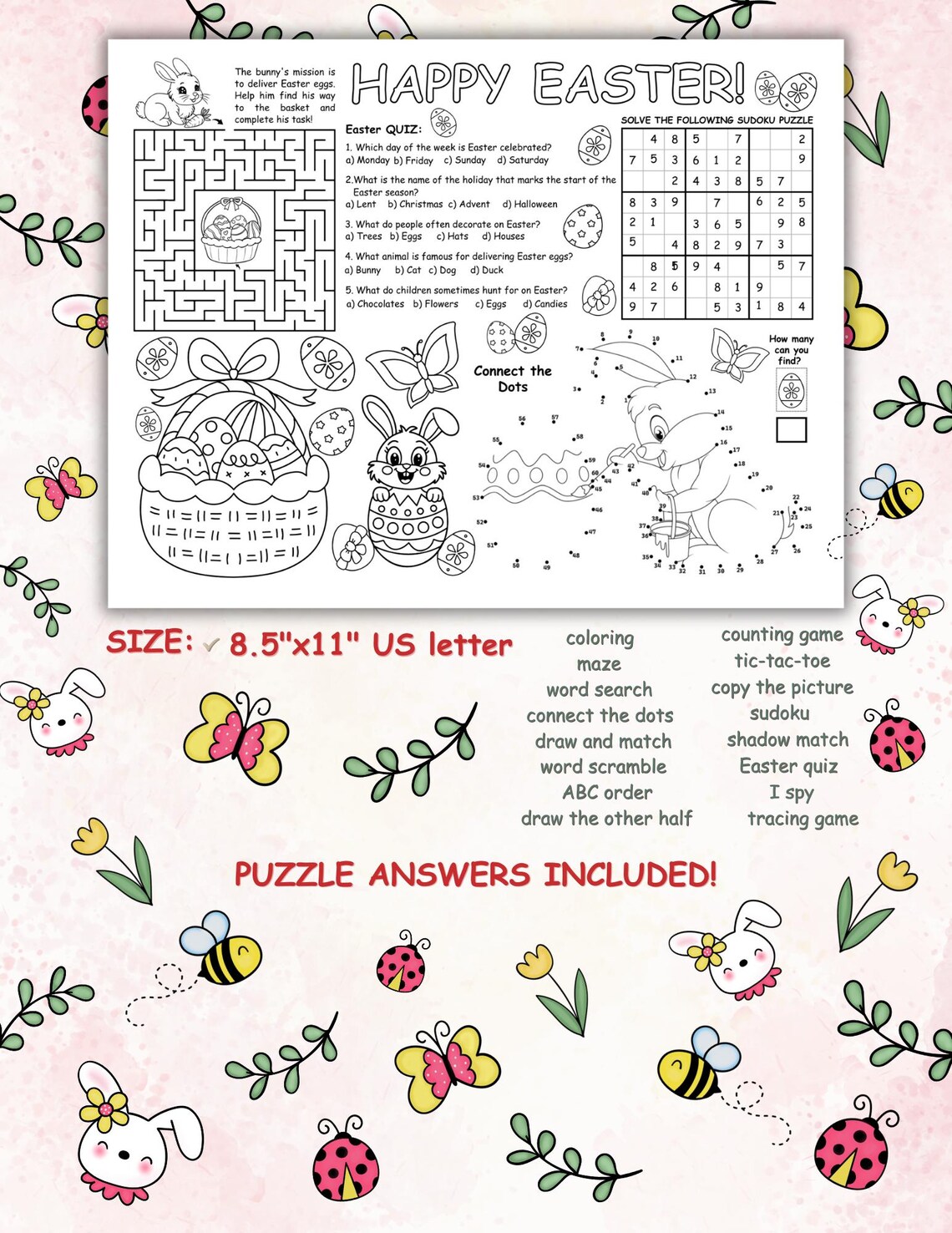 Easter Printable Activity Placemats for Kids | Fun Activities Sheets ...