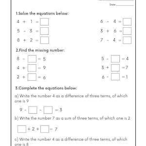 Addition and Subtraction Practice for Kindergarten, 1st Grade ...