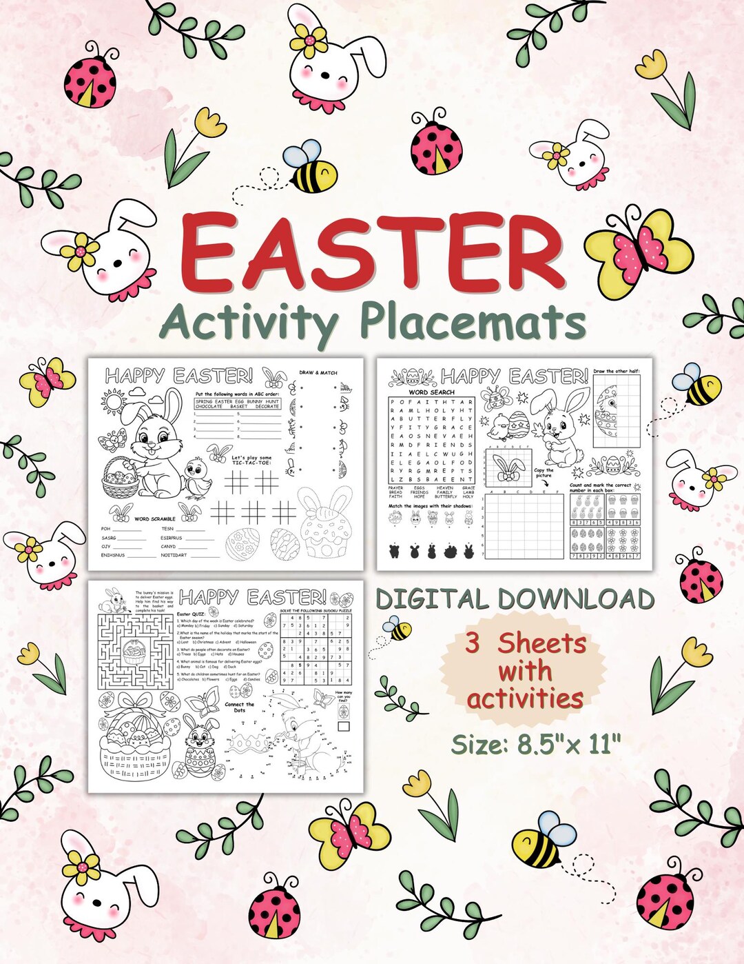 Easter Printable Activity Placemats for Kids | Fun Activities Sheets ...