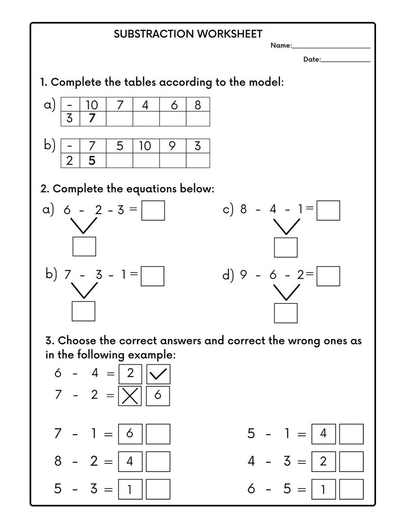 Addition and Subtraction Practice for Kindergarten, 1st Grade ...