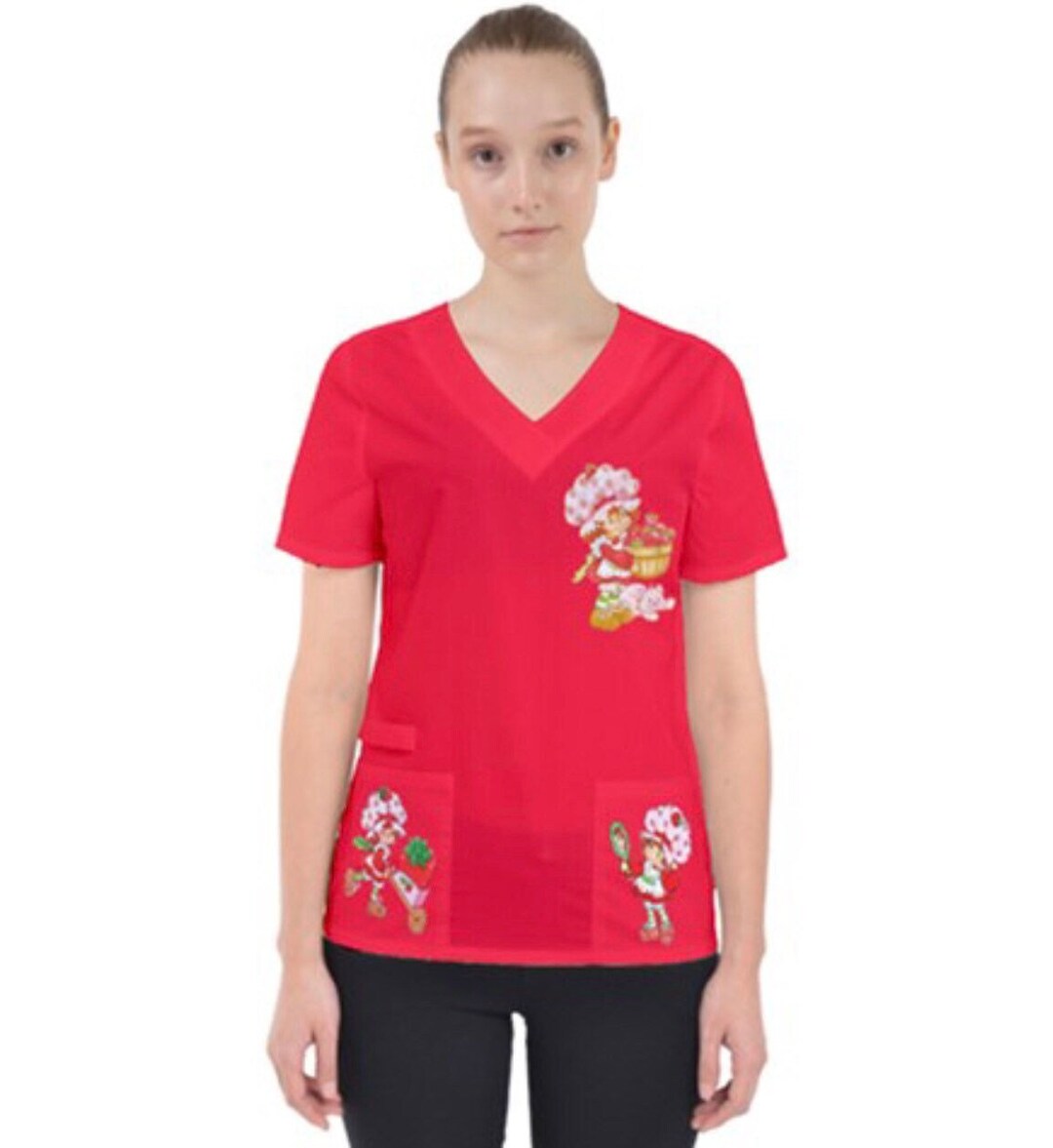 Strawberry Girl 80's Cartoon SCRUB TOPS for All Healthcare and Medical ...